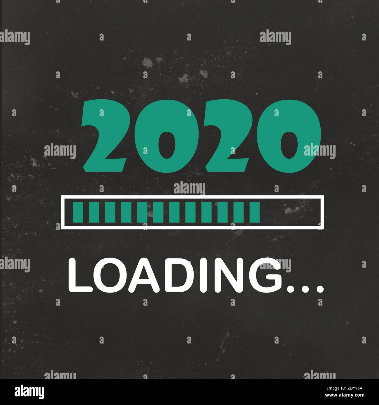 Happy new year 2020 with loading icon neon style. Progress bar almost ...