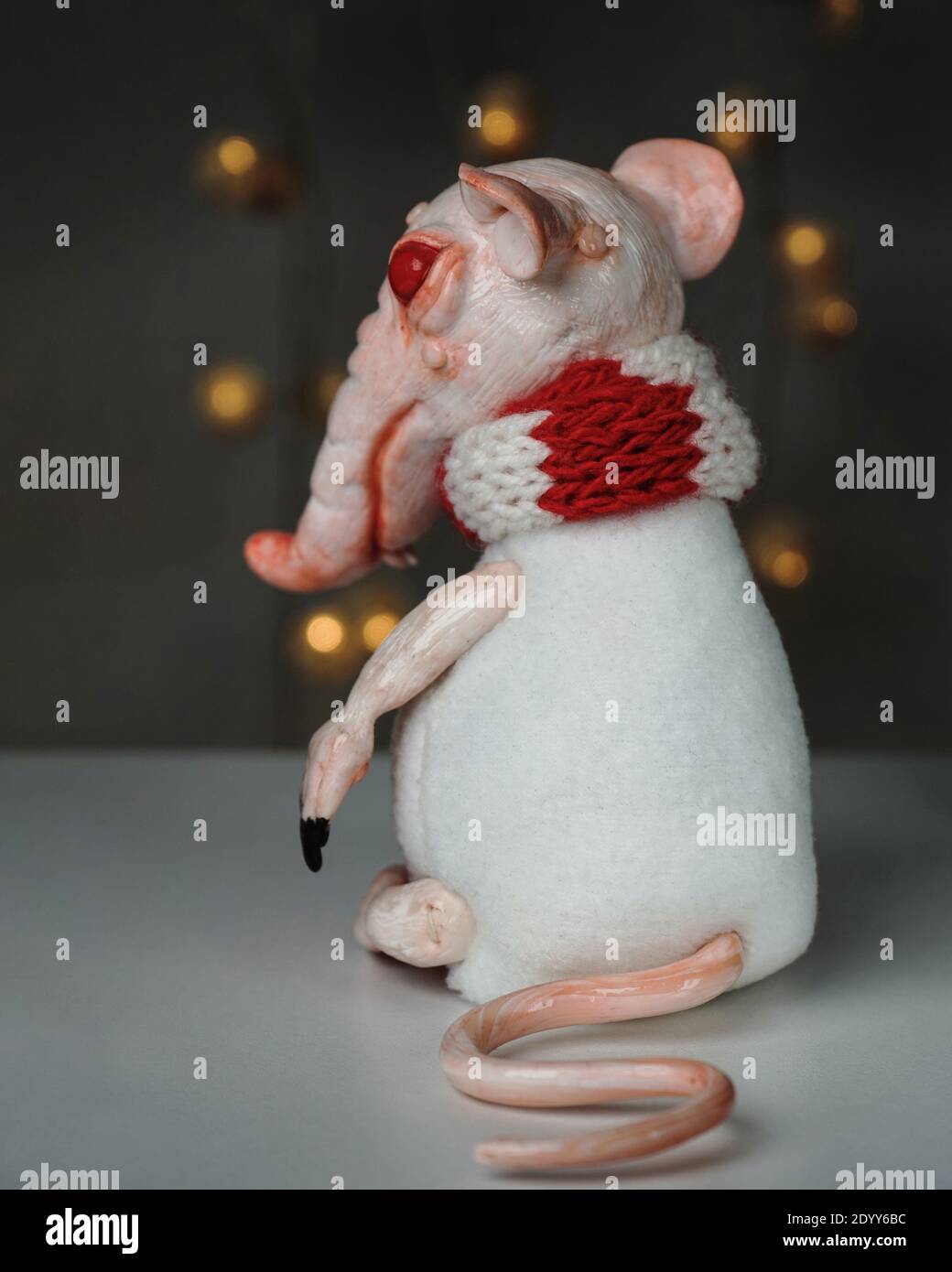 Handmade toy made of polymer clay white rat symbol of the year 2020 ...