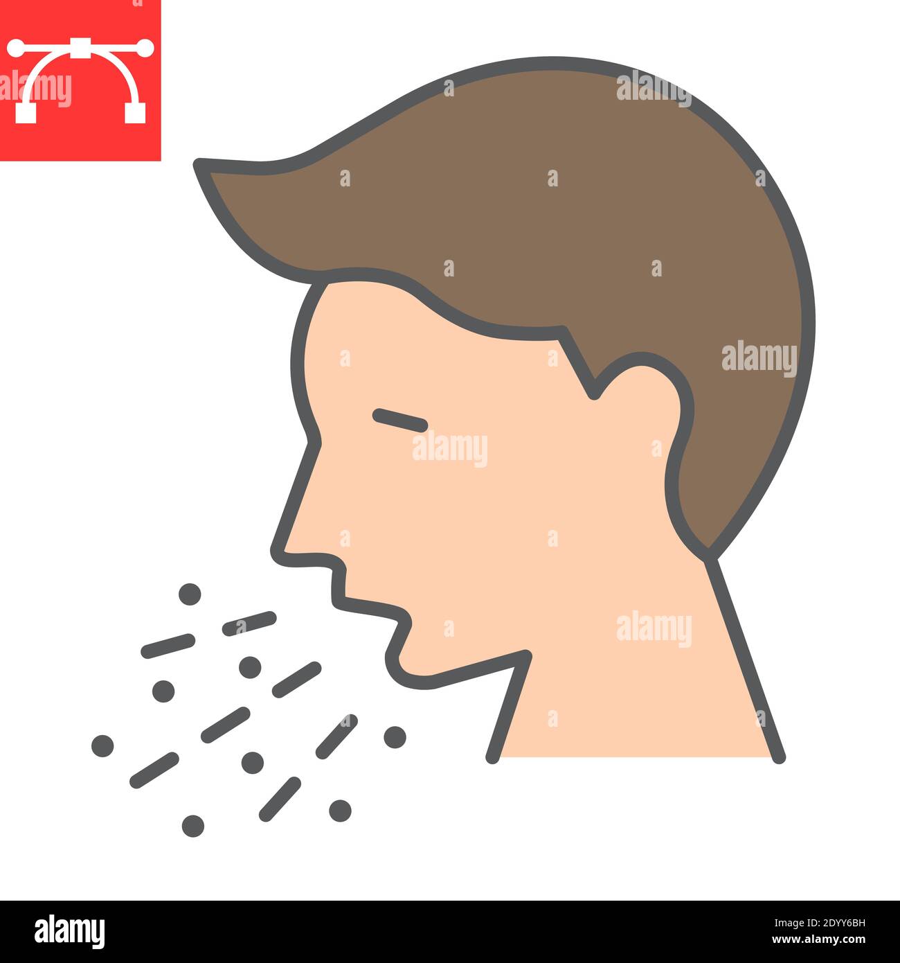 Cough color line icon, coronavirus and covid-19, sneezing sign vector ...