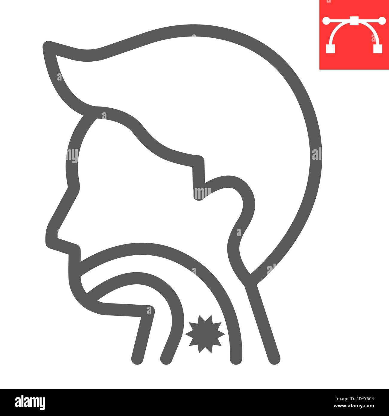 Sore throat line icon, pain and covid-19, sickness sign vector graphics ...