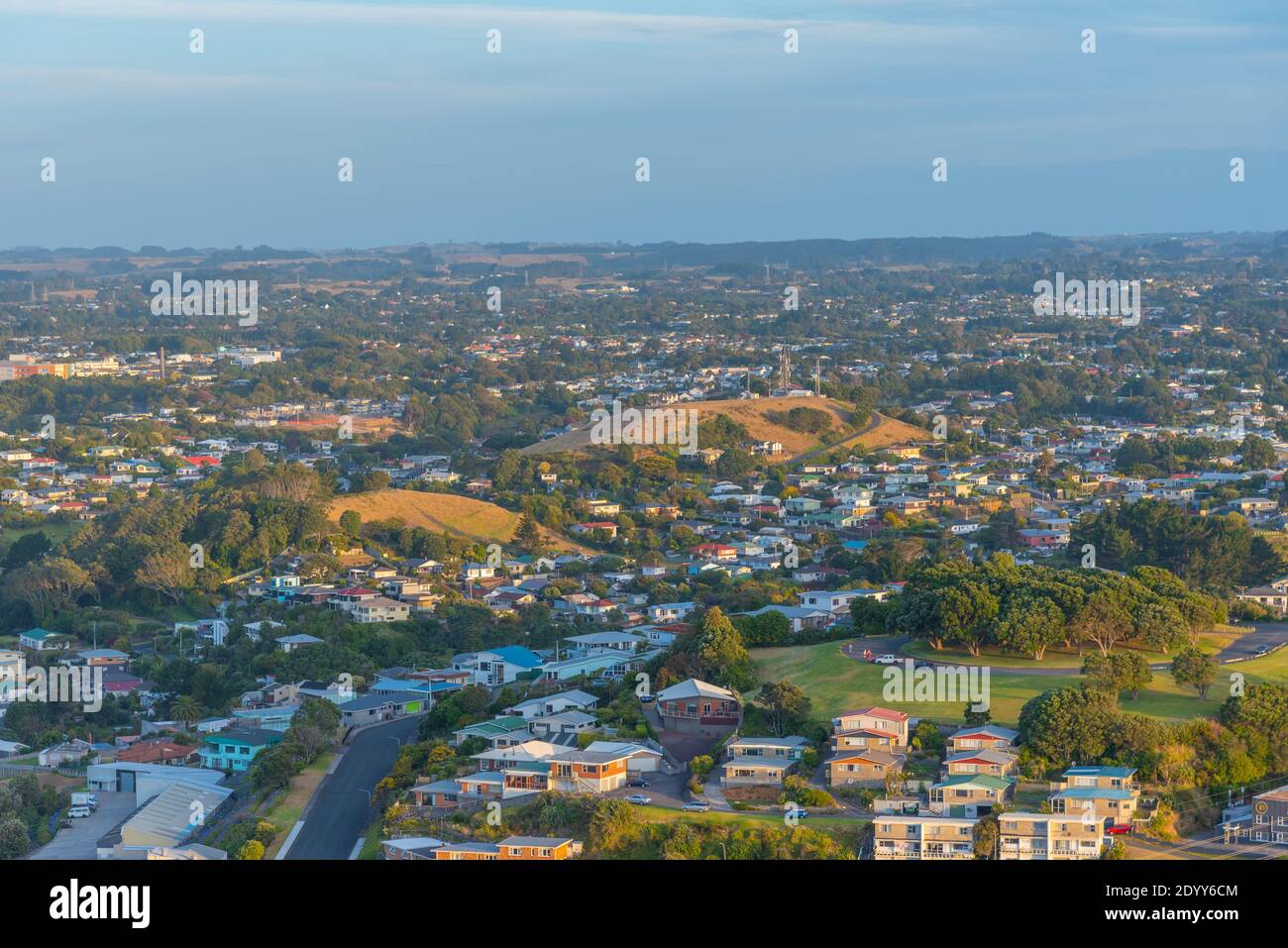 Aerial view of New Plymouth during sunset, New Zealand Stock Photo - Alamy