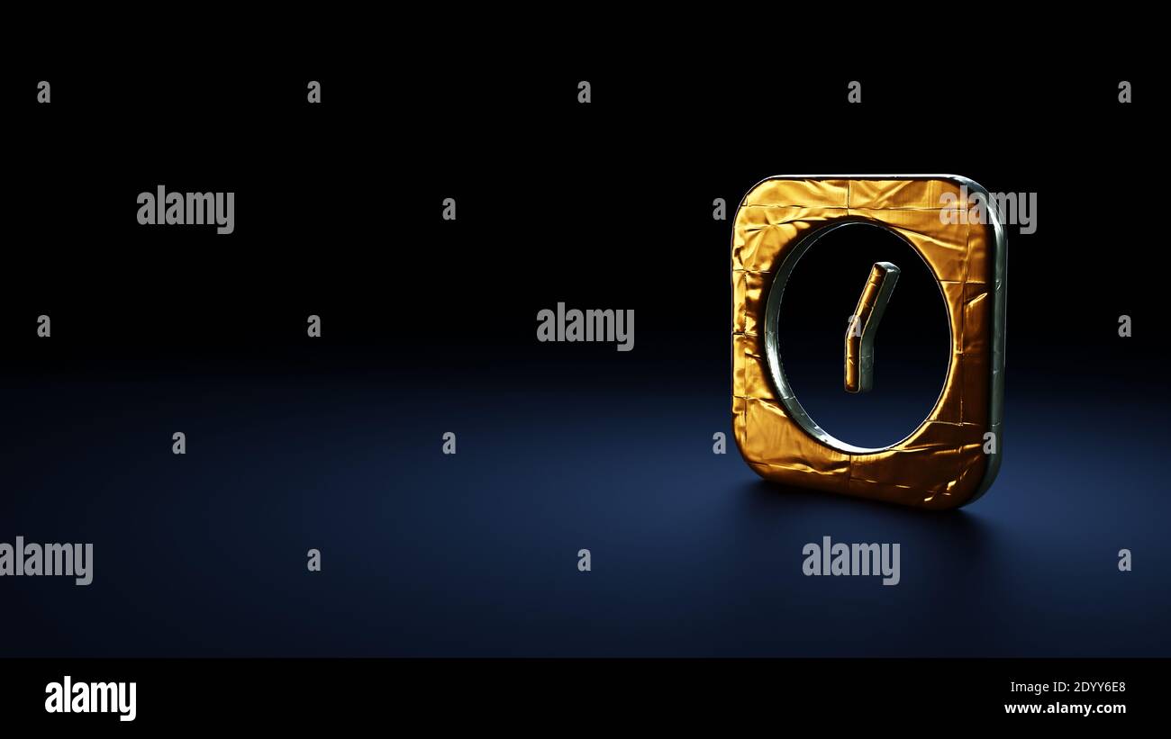 3d rendering symbol of rectangle alarm clock wrapped in gold thermal ...