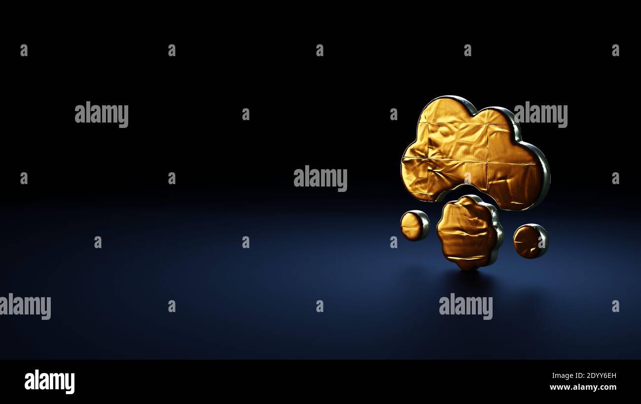 3d rendering symbol of cloud falling meatball wrapped in gold thermal ...
