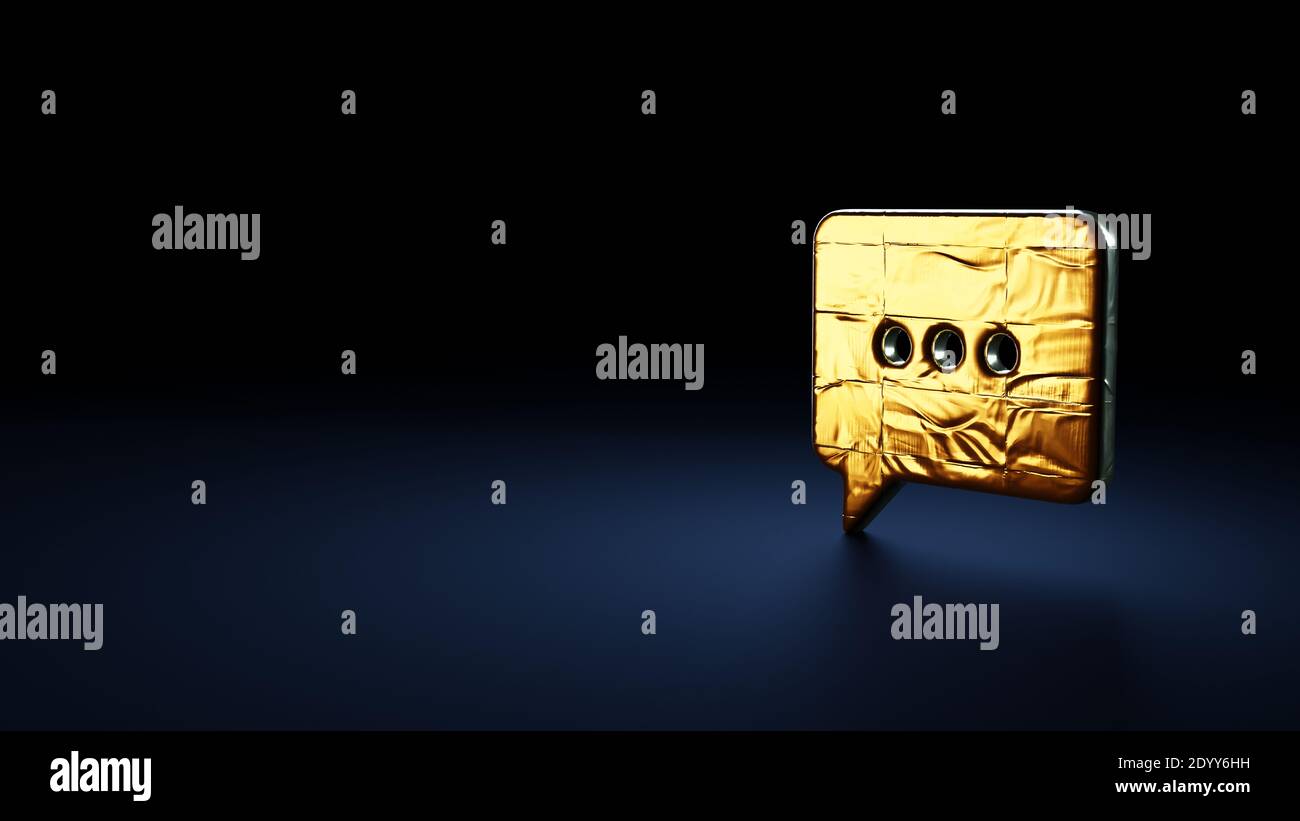 3d rendering symbol of rectangular chat bubble with rounded corner and ...