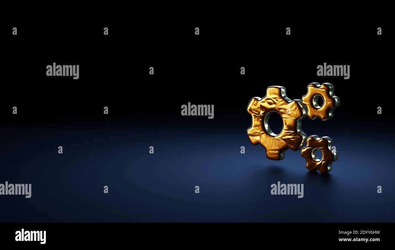 3d rendering symbol of big cogwheel and two small cogwheels wrapped in ...