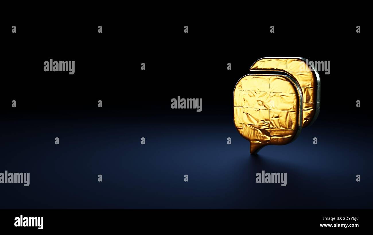 3d rendering symbol of communication chat 16 wrapped in gold thermal ...