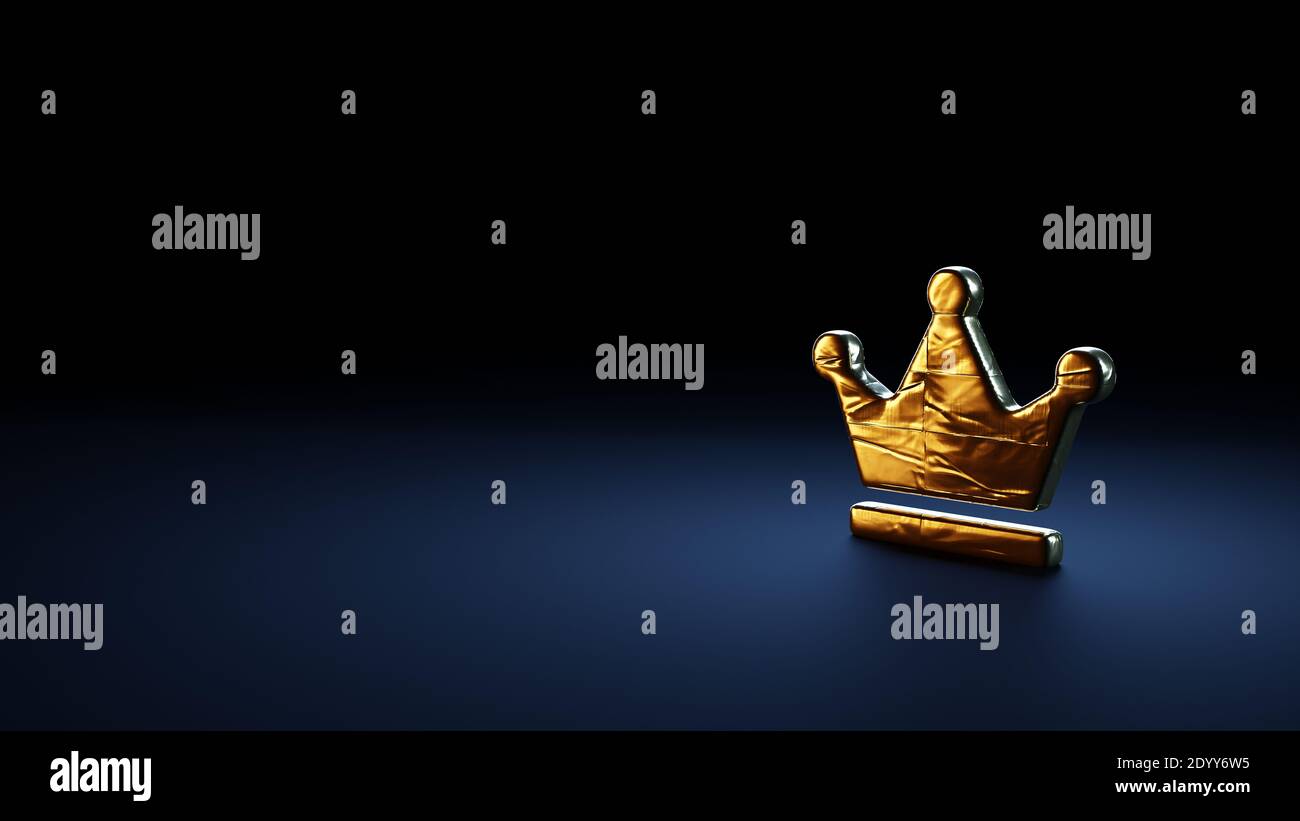 3d rendering symbol of crown with three tips wrapped in gold thermal ...