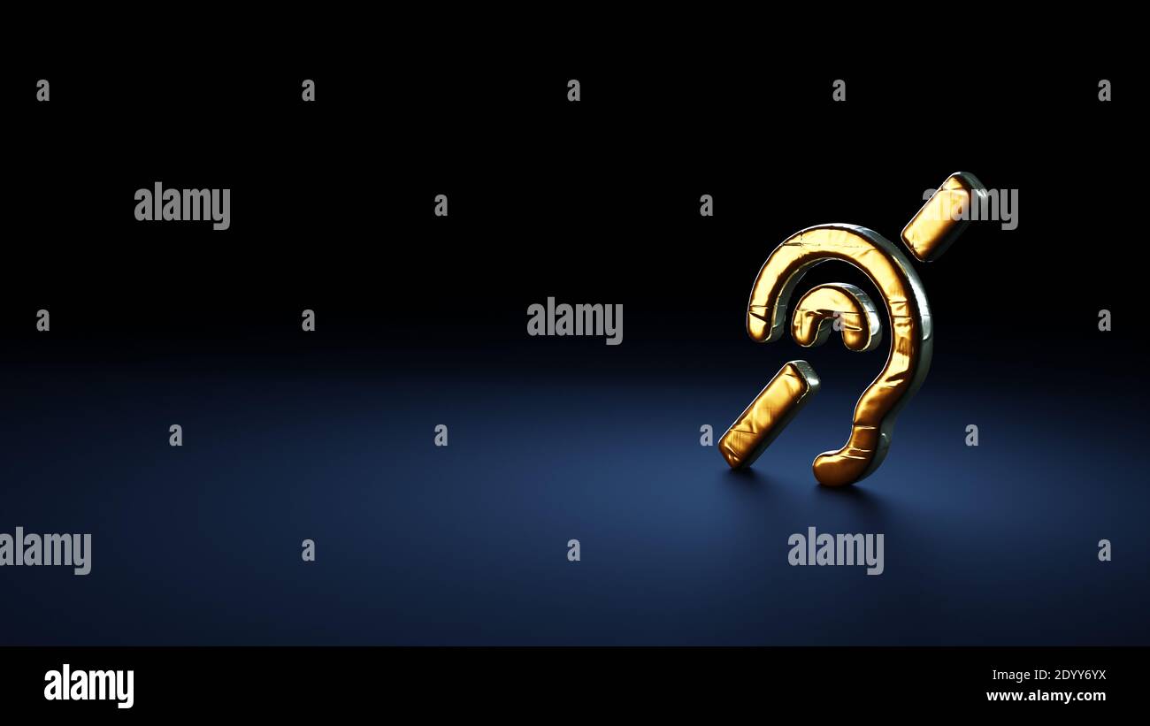 3d rendering symbol of ear with slash wrapped in gold thermal foil ...