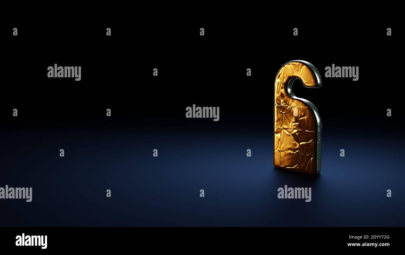 3d rendering symbol of do not disturb label wrapped in gold thermal ...