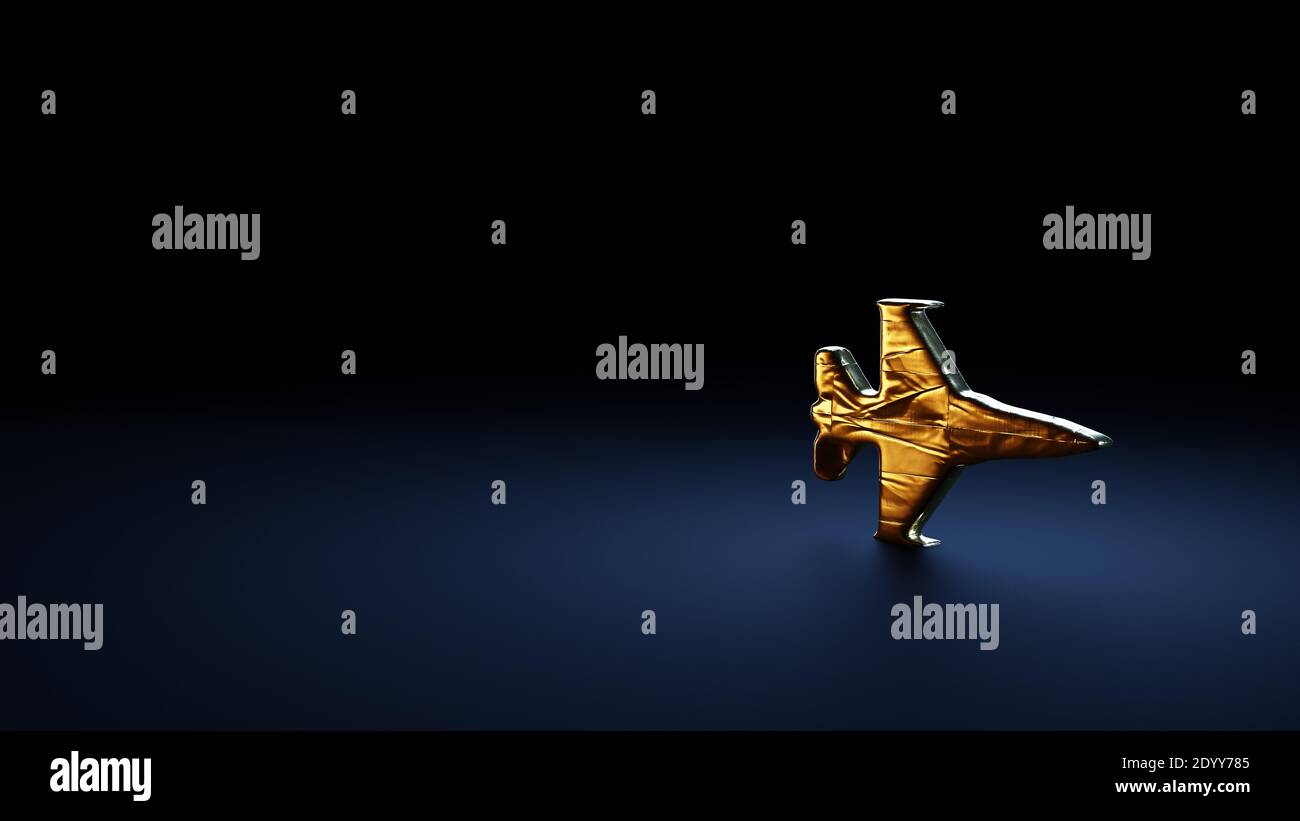 3d rendering symbol of fighting falcon fighter jet wrapped in gold ...