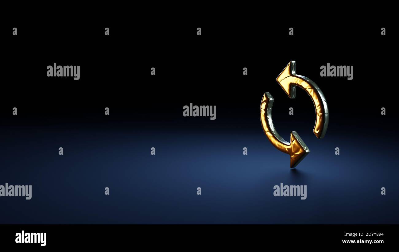 3d rendering symbol of loading arrows wrapped in gold thermal foil ...
