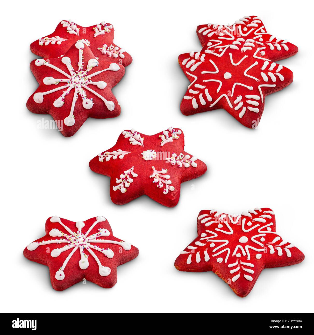 Set of star shape Christmas gingerbread on white background Stock Photo ...