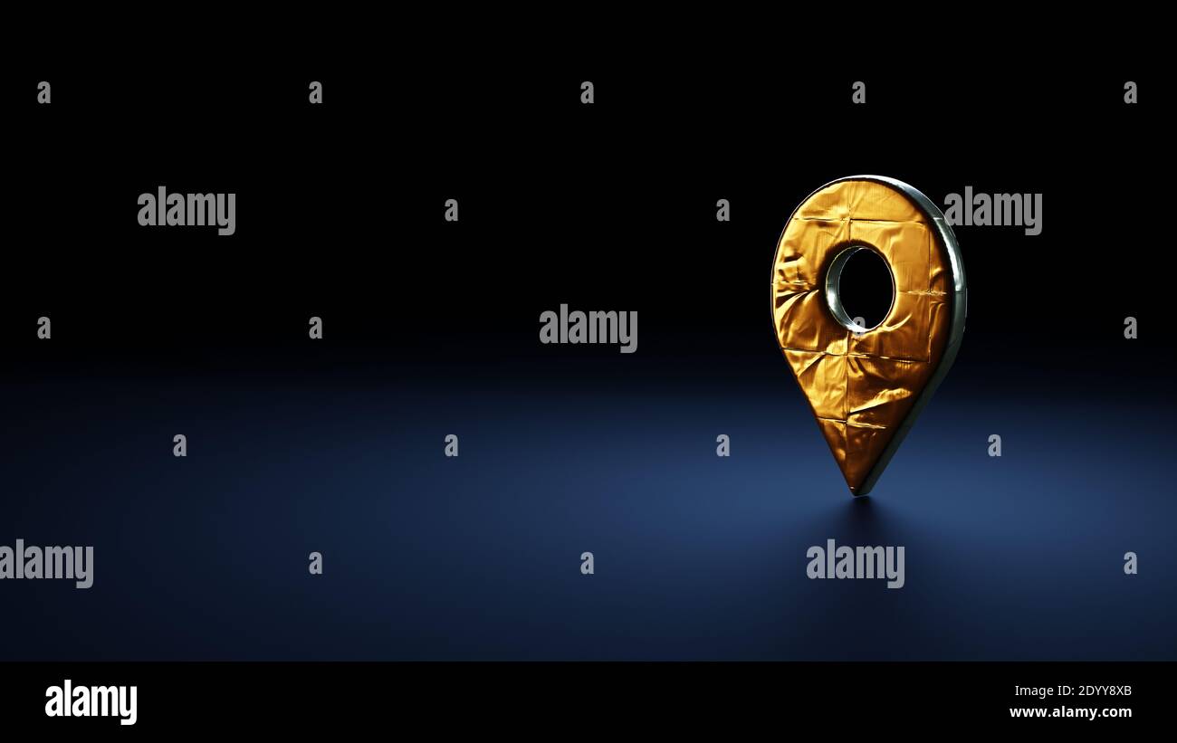 3d rendering symbol of placeholder wrapped in gold thermal foil plate ...