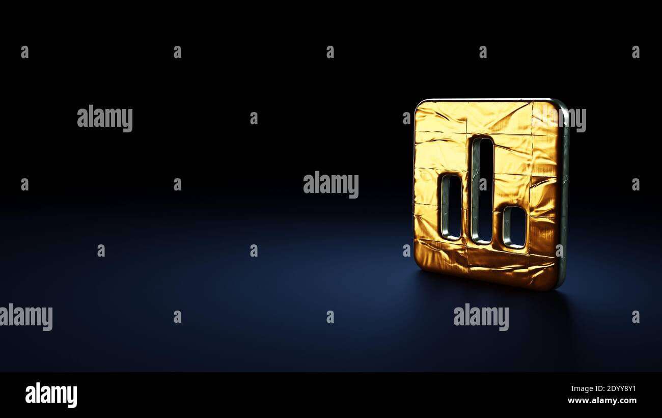 3d rendering symbol of three vertical lines in rounded square wrapped ...