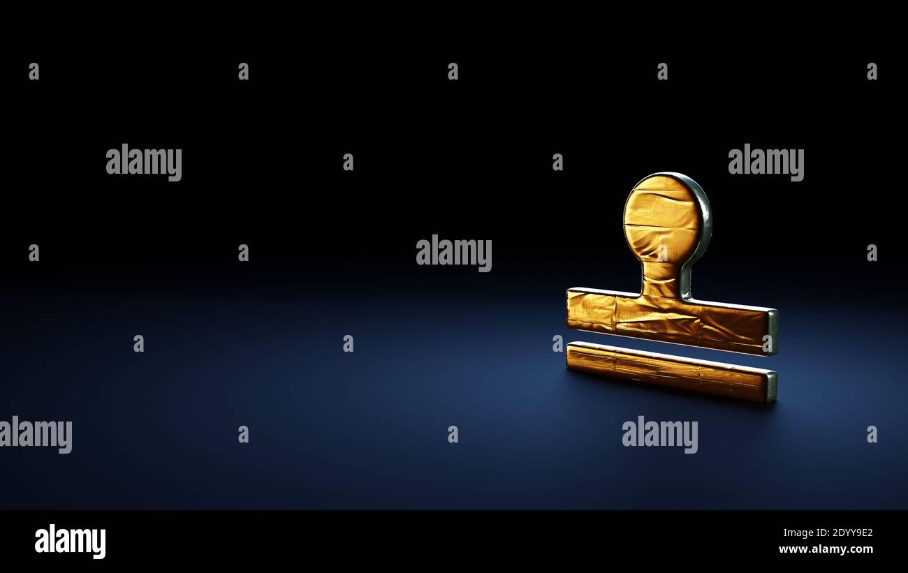 3d rendering symbol of stamp with rounded handle wrapped in gold ...