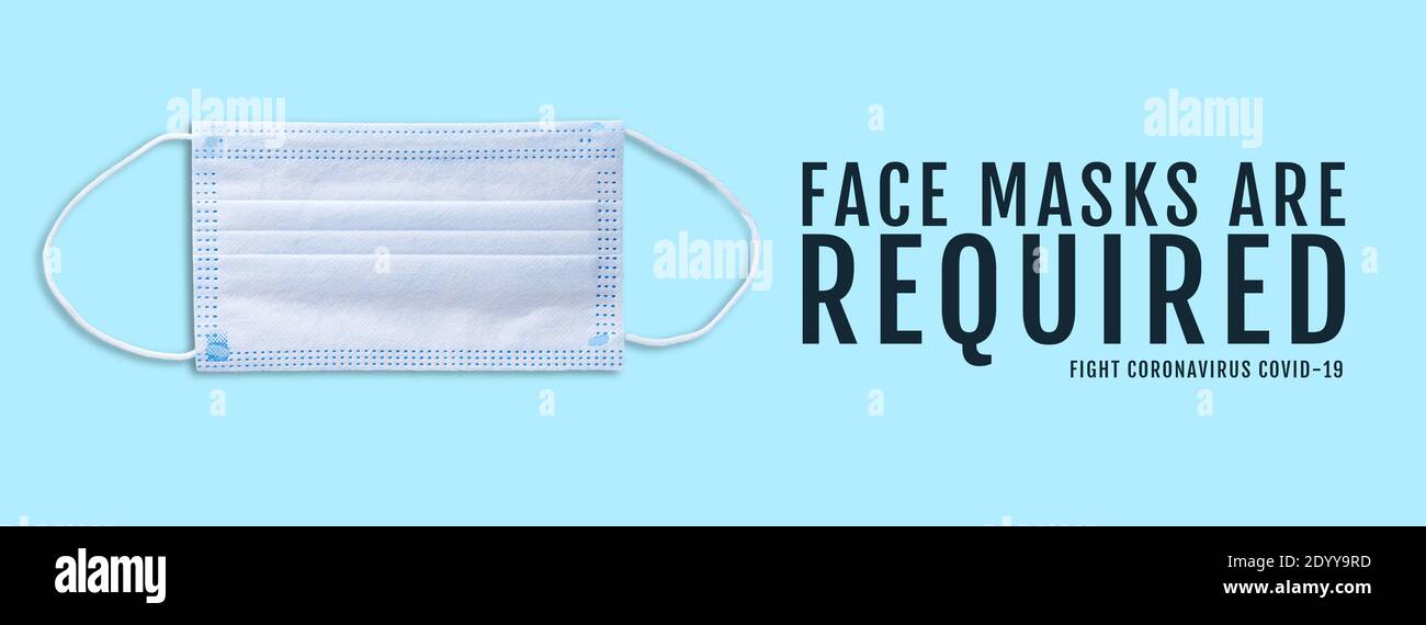 Medical face mask required advertising banner Stock Photo - Alamy