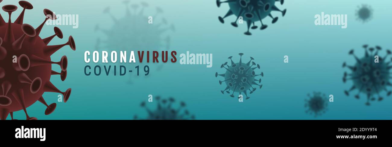 Corona Virus COVID-19 banner illustration - Blue background and virus ...