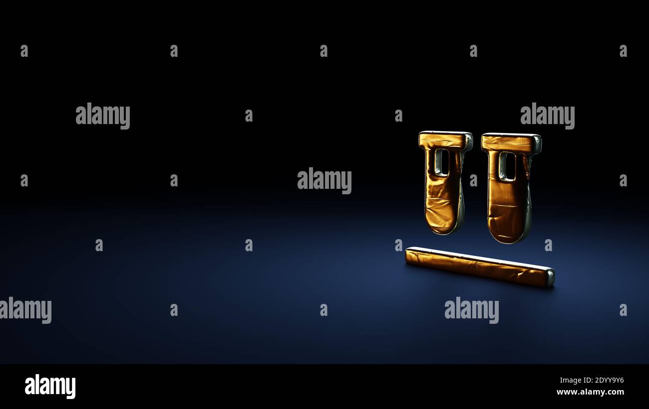 3d rendering symbol of two chemical tubes wrapped in gold thermal foil ...