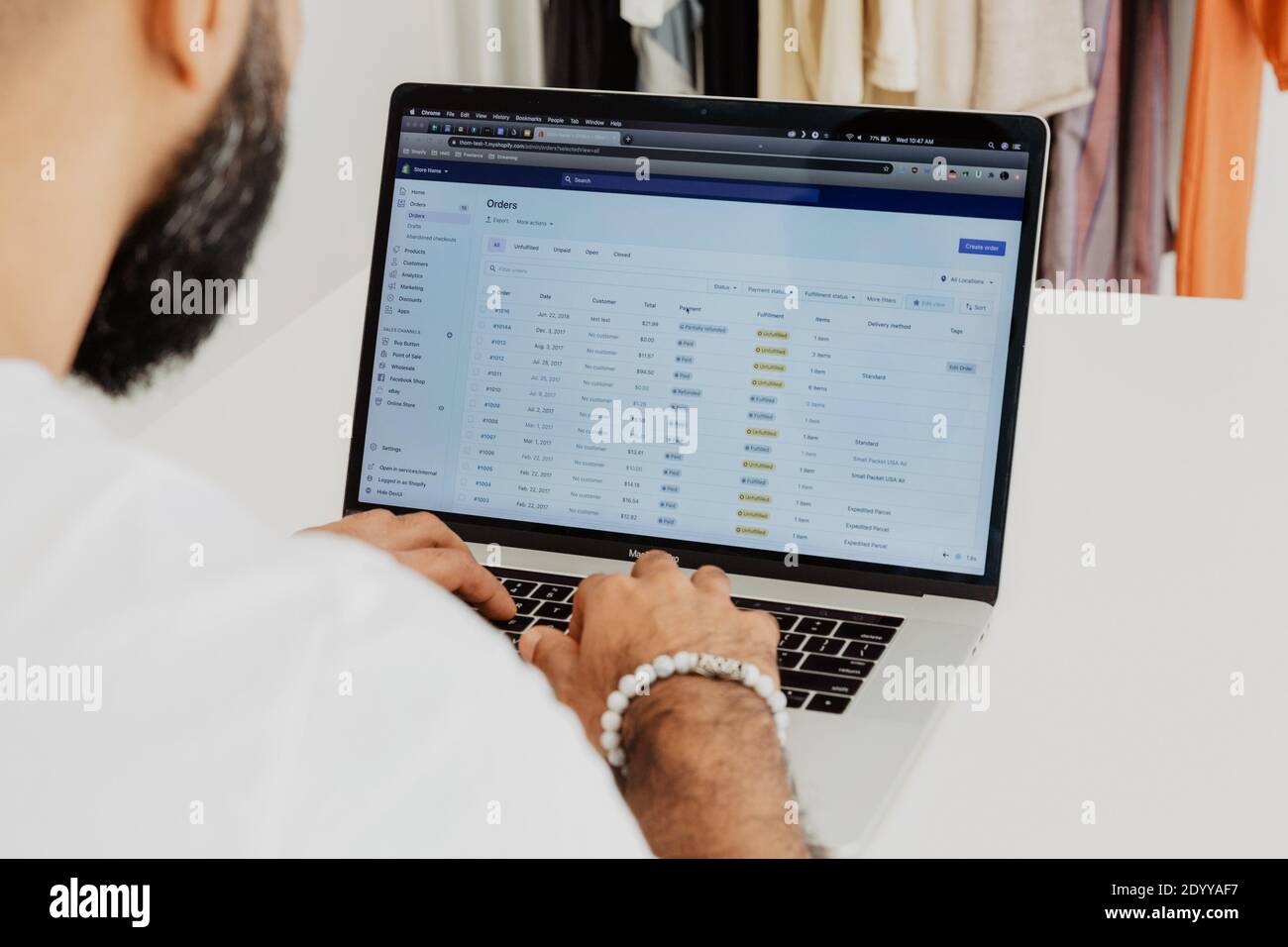 business owner working on online store Stock Photo - Alamy