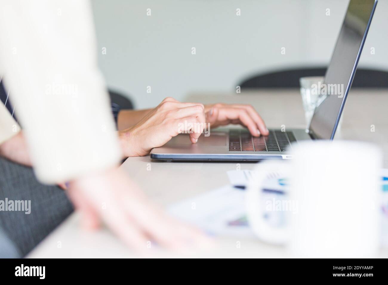 hands using computer in office Stock Photo - Alamy