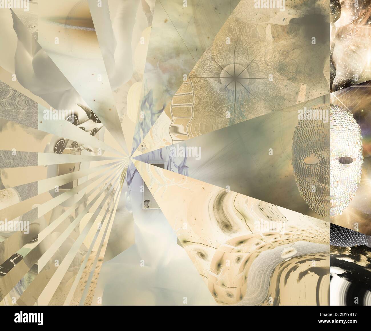 Jeweled mask, human face with open door and angular shapes with eye and ...