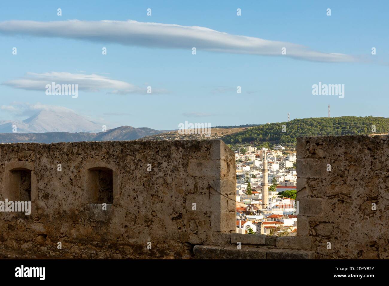 View of the minaret of Neratze Mosque as seen from Fortezza Castle ...