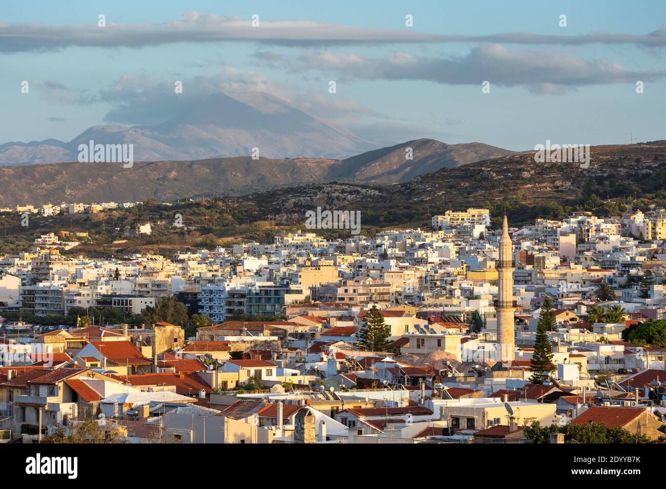 Citsycape view of Rethymno at sunset as seen from Fortezza Castle ...