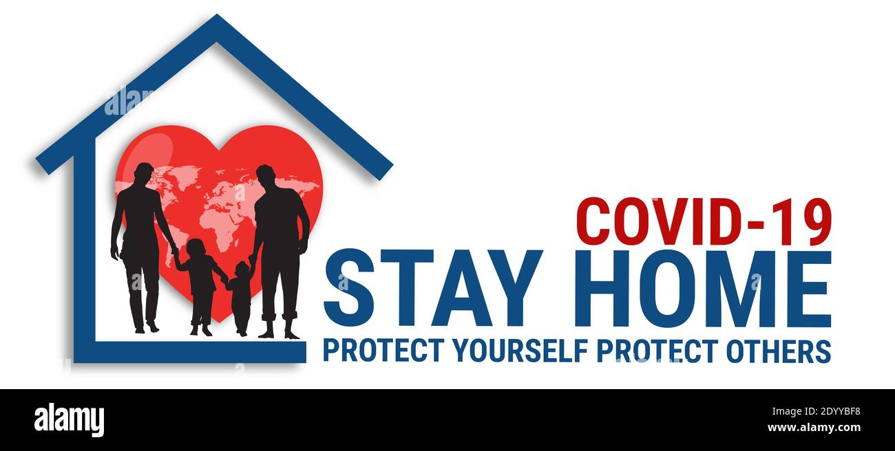 Covid-19, prevention message Stay Home illustration banner. Stay Home ...
