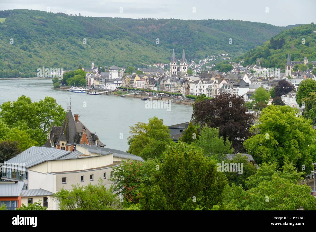 aerial view of Boppard located at the rhine river in the Rhein ...
