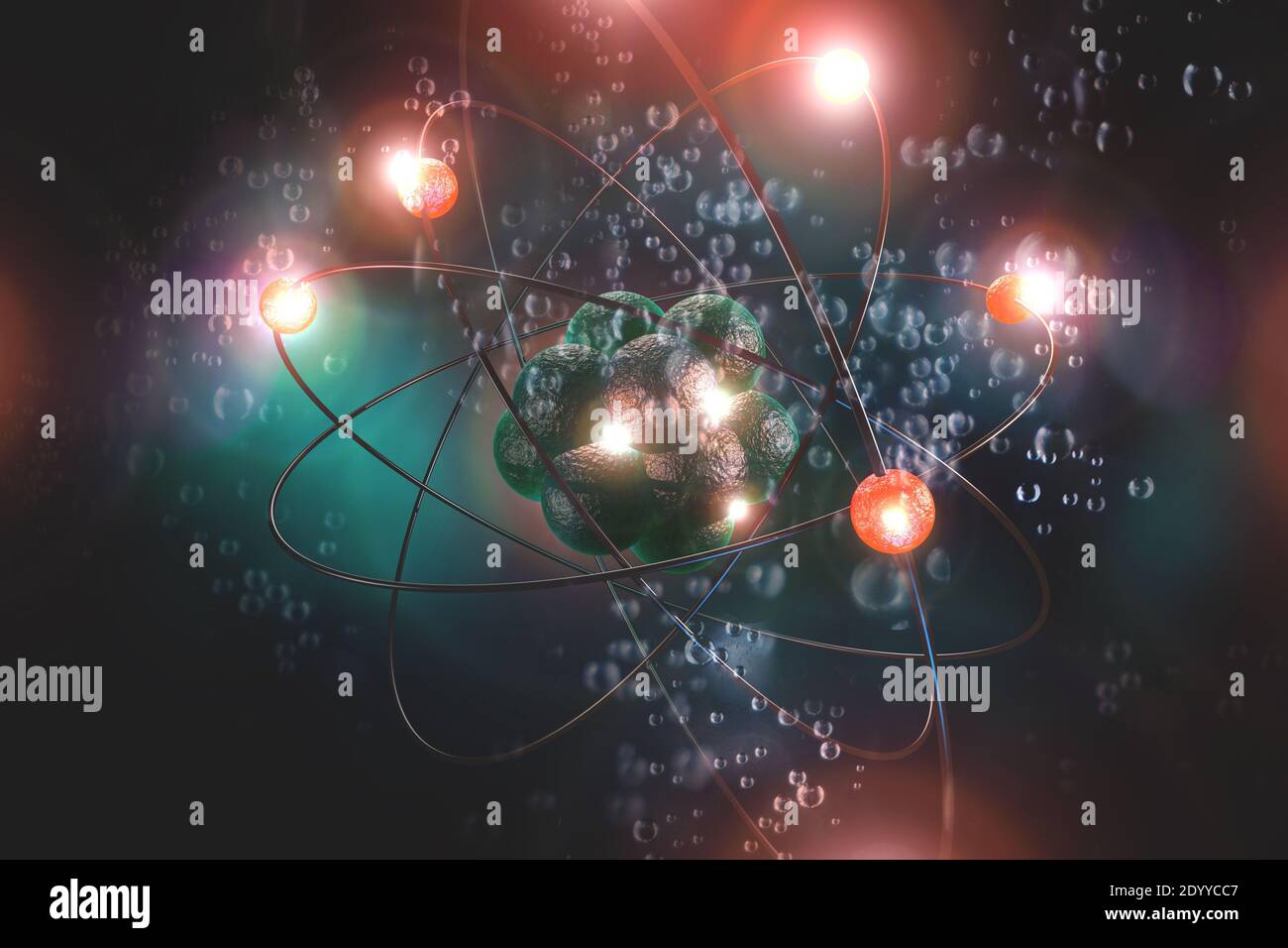 Close up of atomic particle background science 3D illustration Stock ...