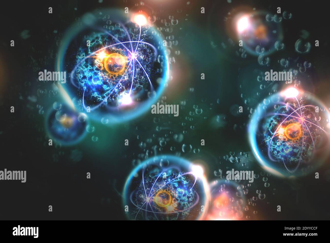 Close up of atomic particle background science 3D illustration Stock ...