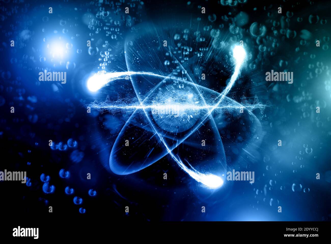 Close up of atomic particle background science 3D illustration Stock ...