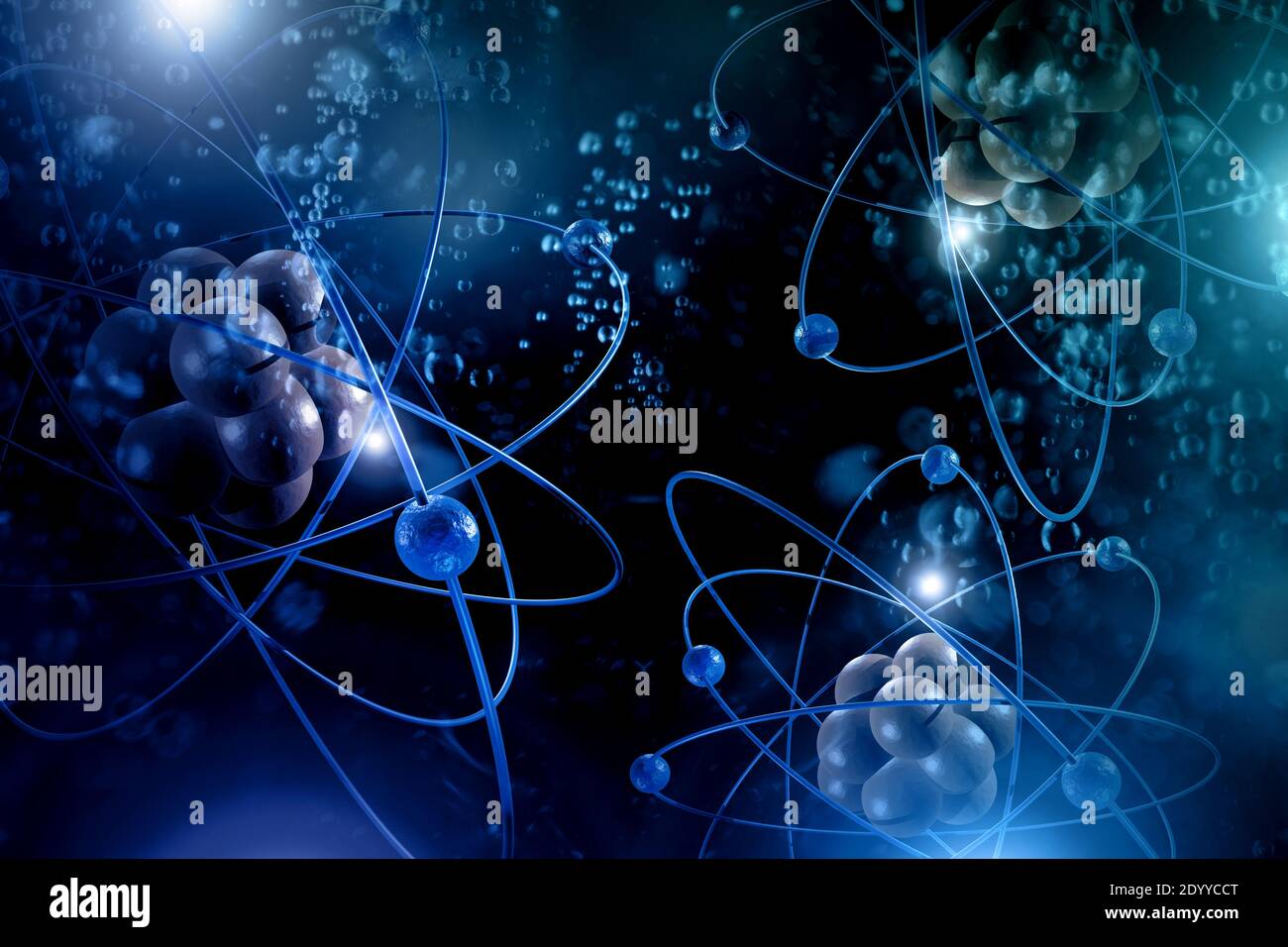 Close up of atomic particle background science 3D illustration Stock ...