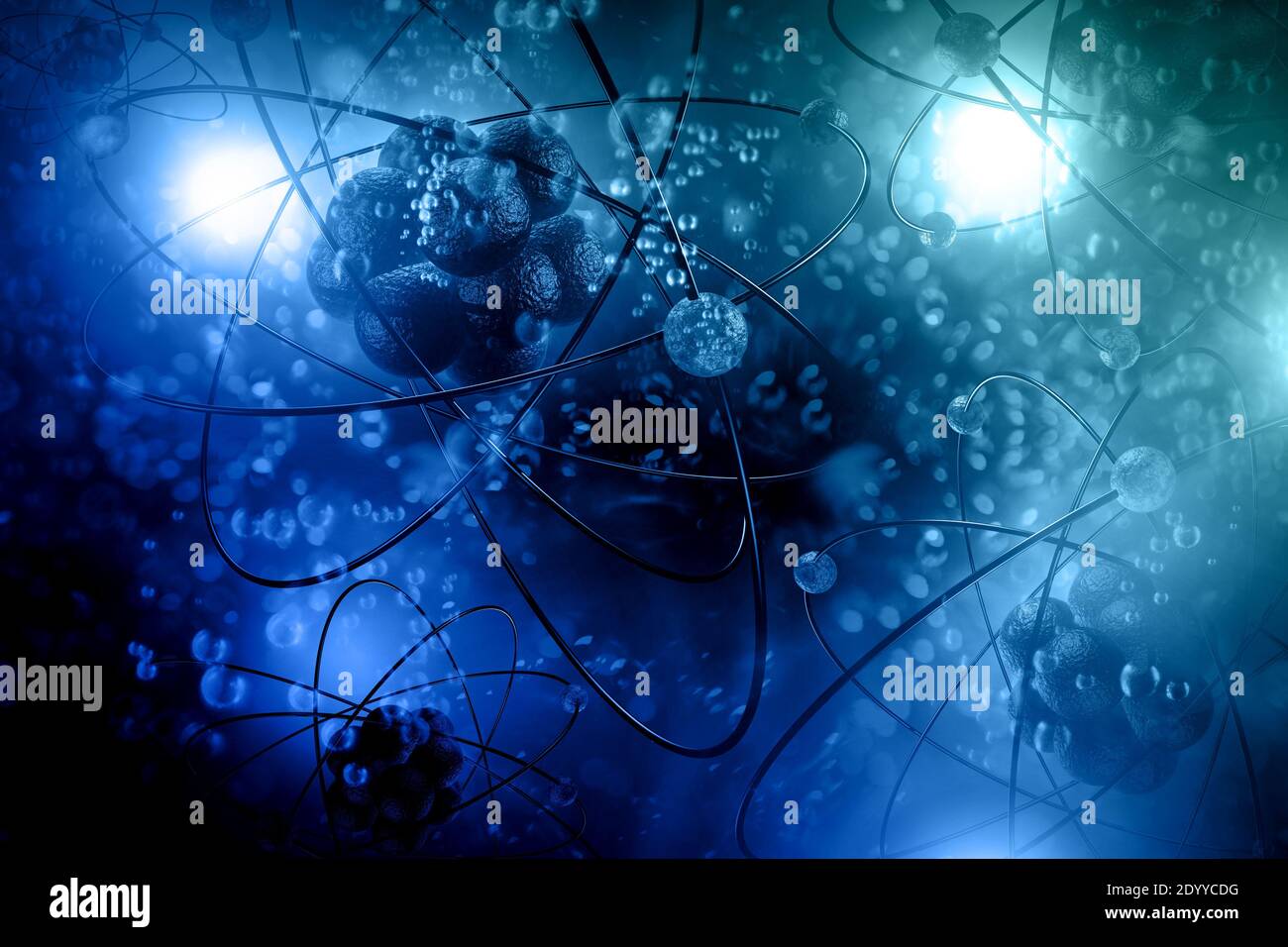 Close up of atomic particle background science 3D illustration Stock ...