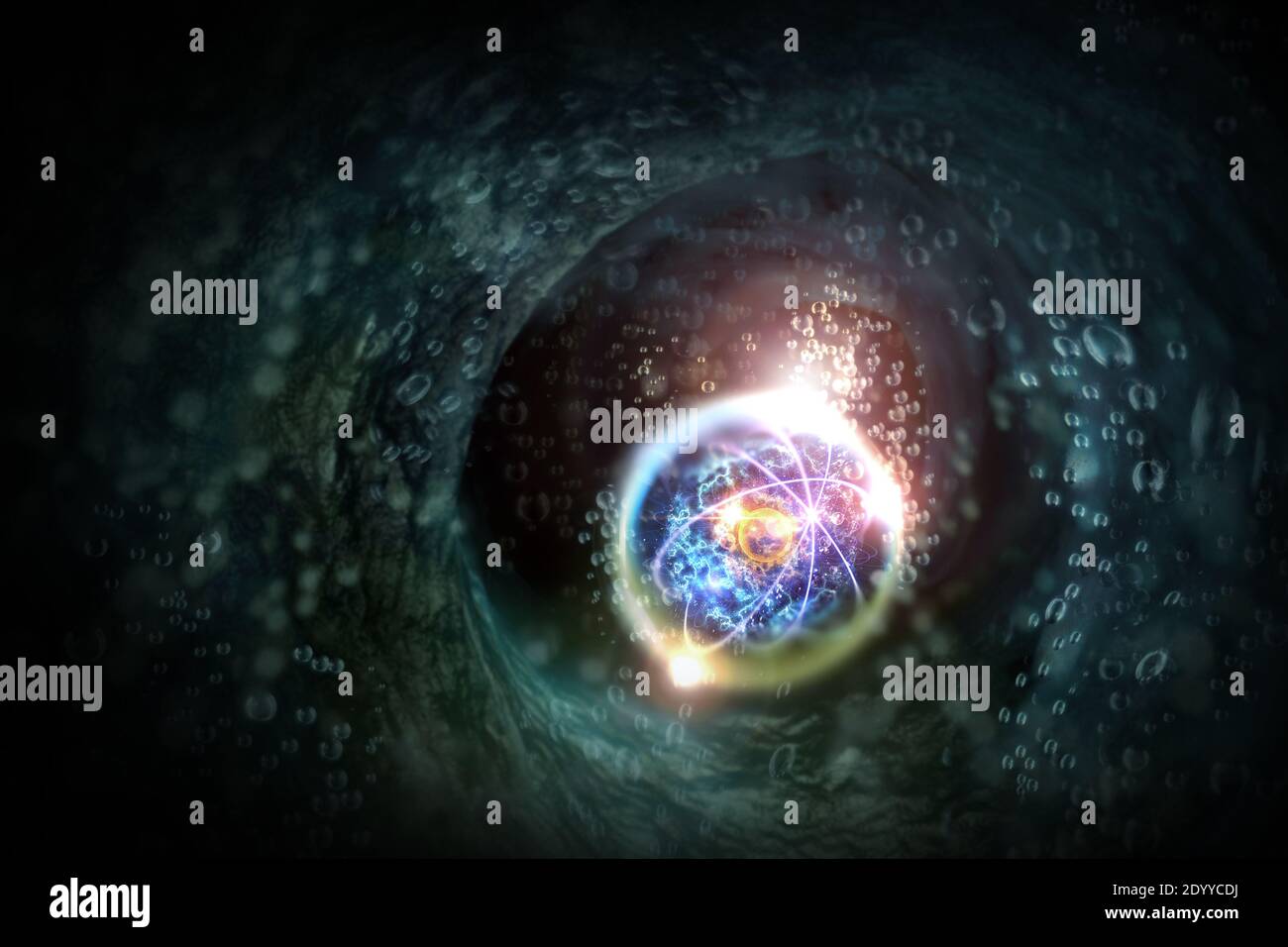 Close up of atomic particle background science 3D illustration Stock ...