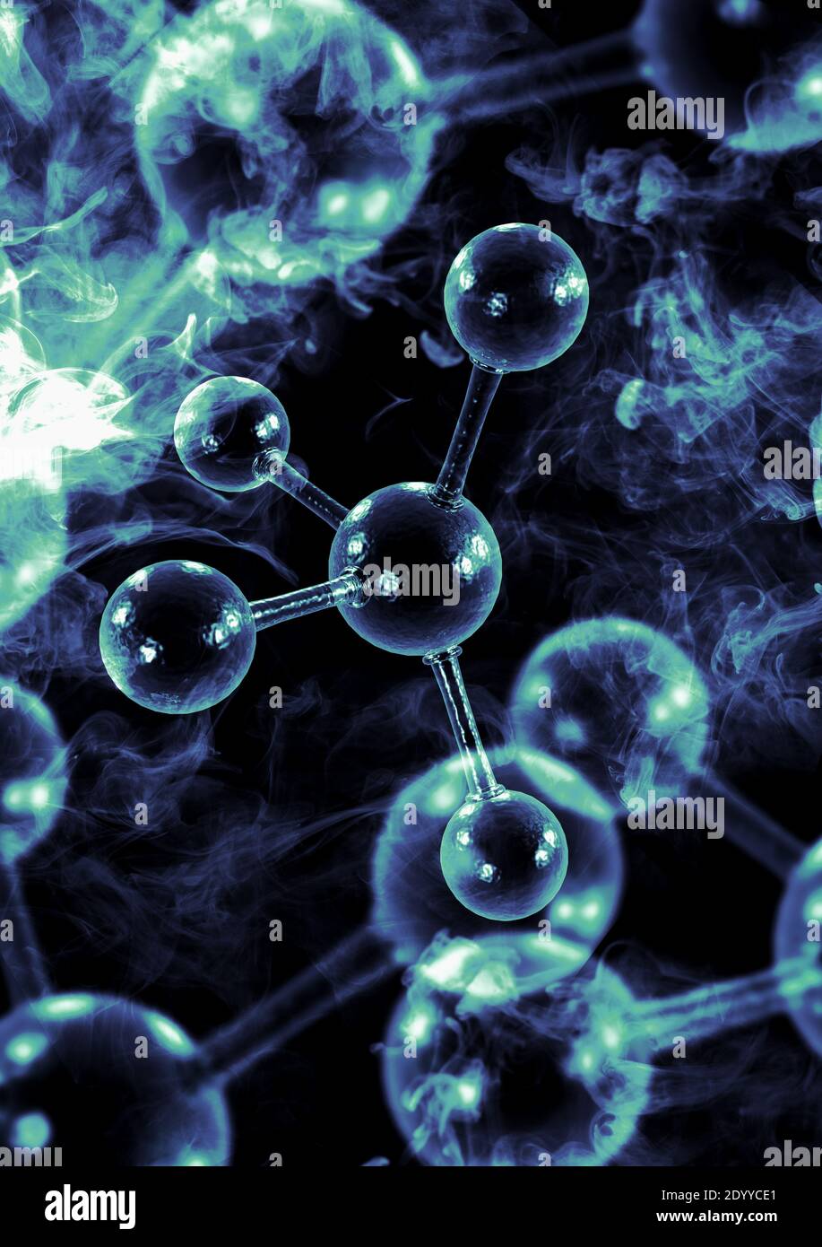 Close up atomic particle background science 3D illustration Stock Photo ...