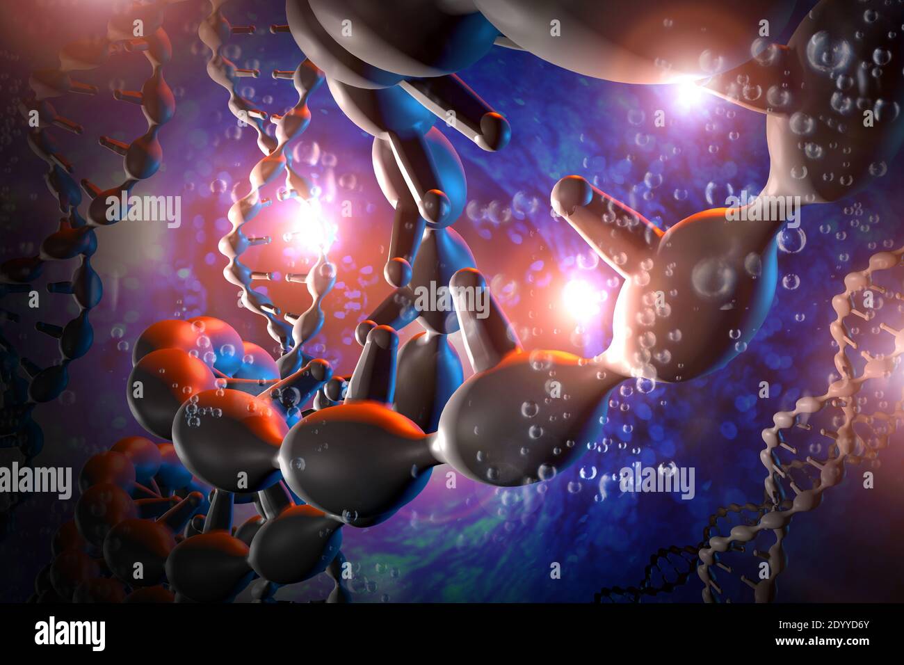 Abstract DNA strand double helix genetics 3D illustration Stock Photo ...