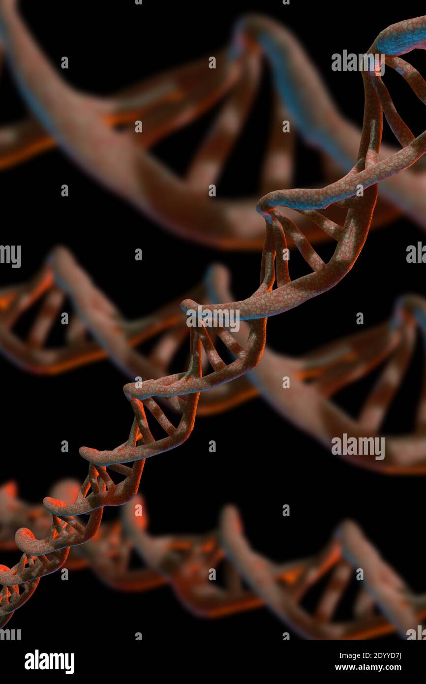 Abstract DNA strand double helix genetics 3D illustration Stock Photo ...