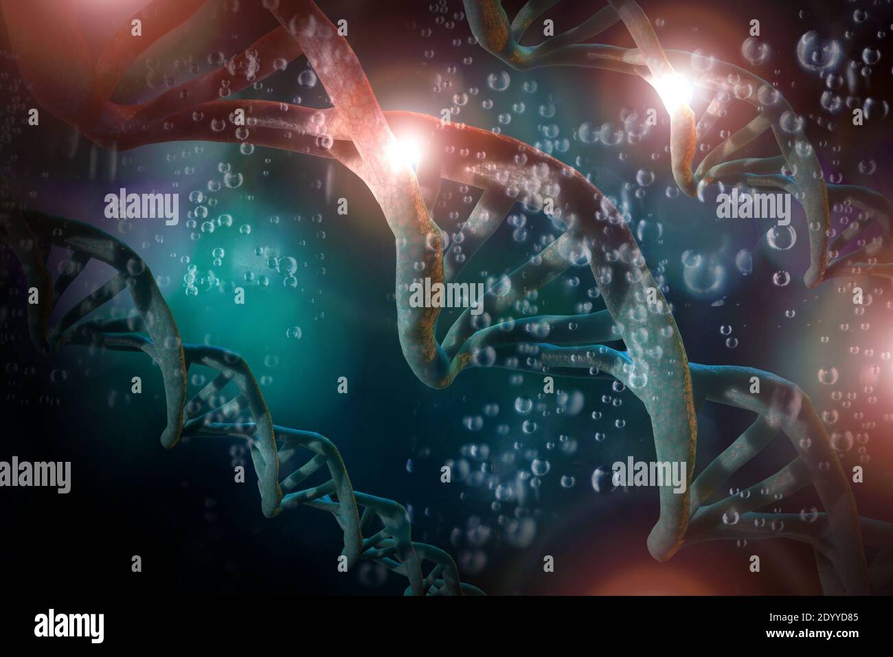 Abstract DNA strand double helix genetics 3D illustration Stock Photo ...