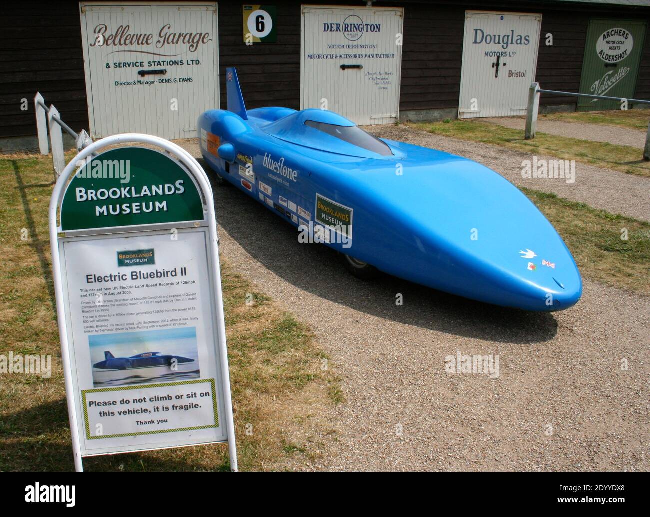 Electric Bluebird II land speed record car on display at the Brooklands ...