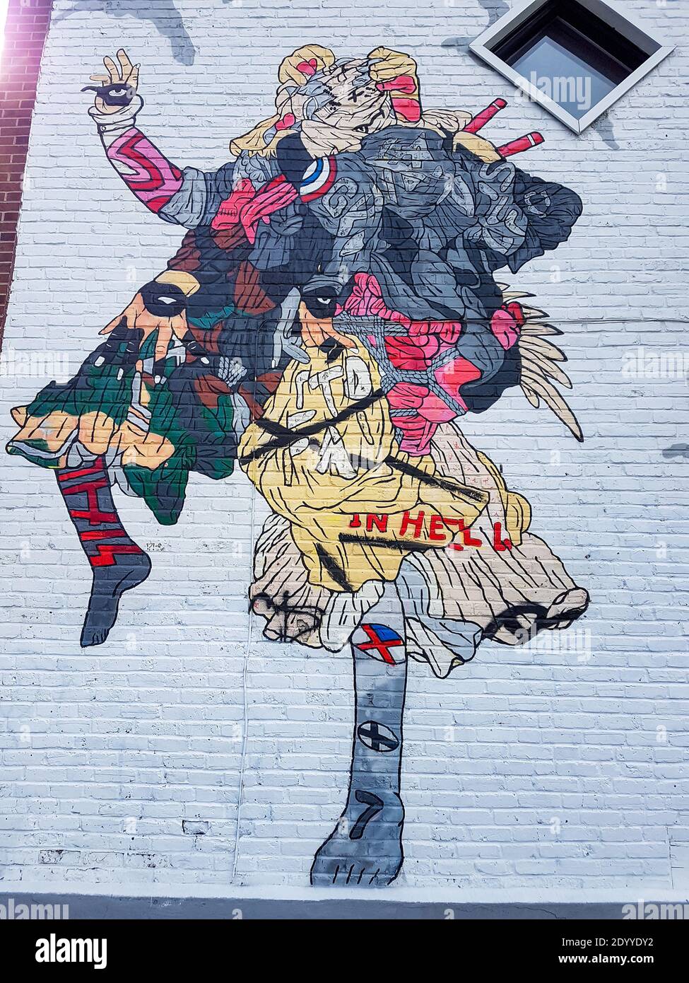 Very large graffiti on a bric wall Stock Photo - Alamy
