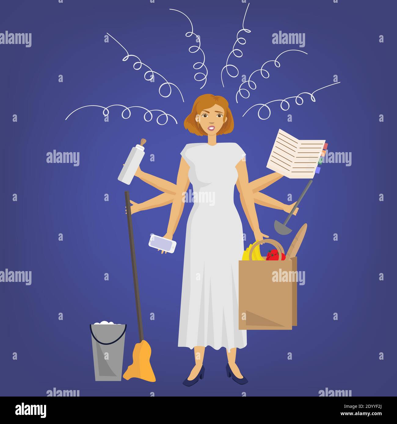 Woman in stress in cartoon style vector illustration Stock Vector Image ...