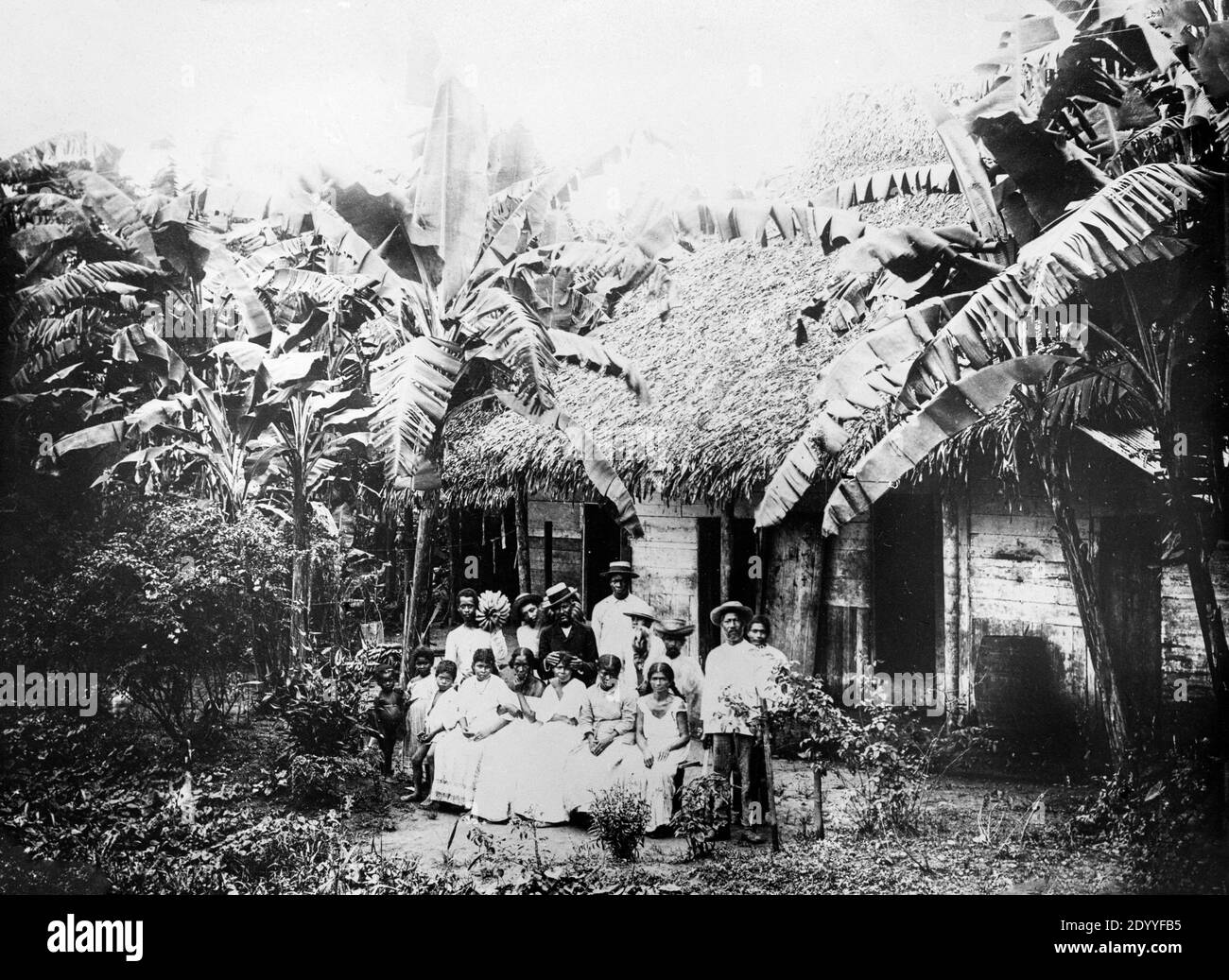 An early twentieth century black and white photograph showing a native ...