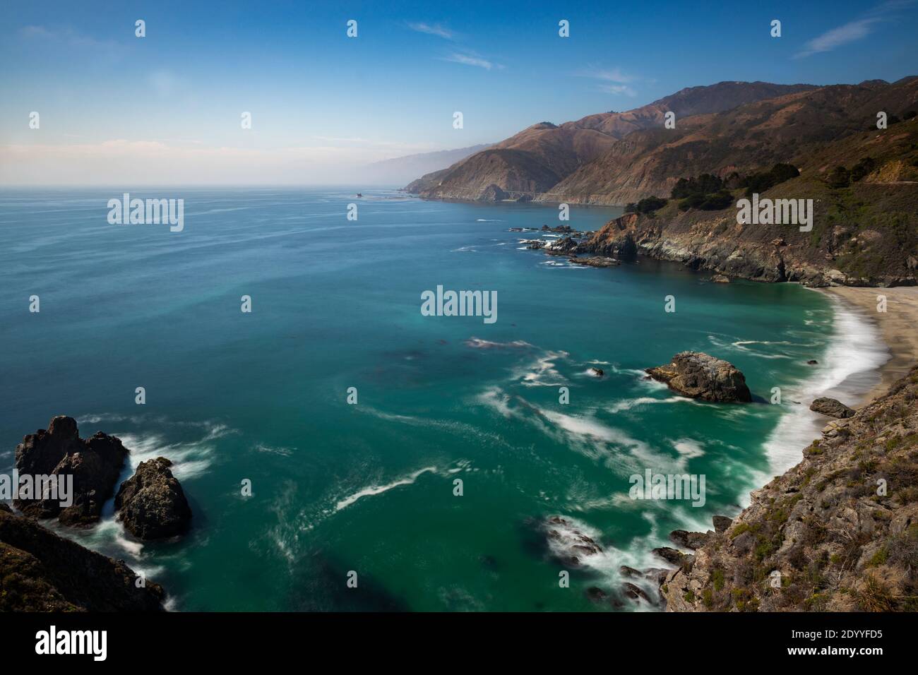 Scenic view of the coastline at the Big Sur, in central California, USA ...