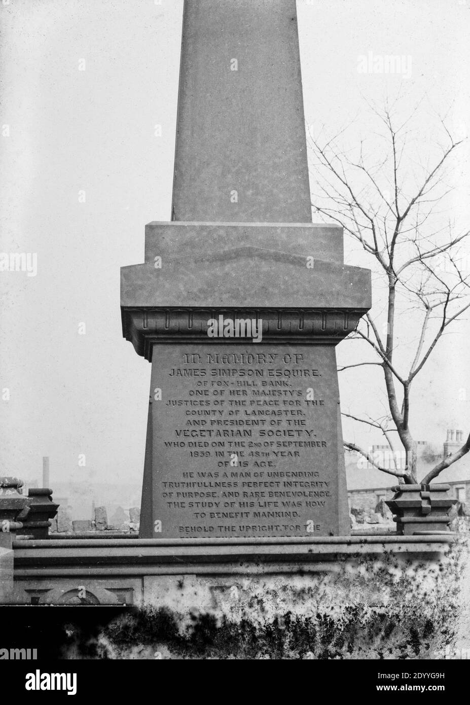 A vintage late Victorian black and white photograph showing the grave and memorial stone for ...