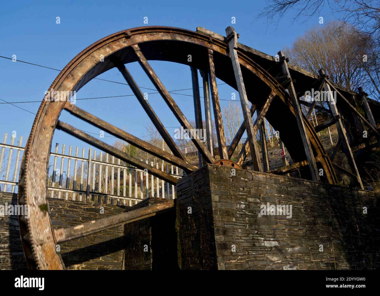 Traditional water mill wheel in a village in Ceredigion,Wales,UK Stock ...