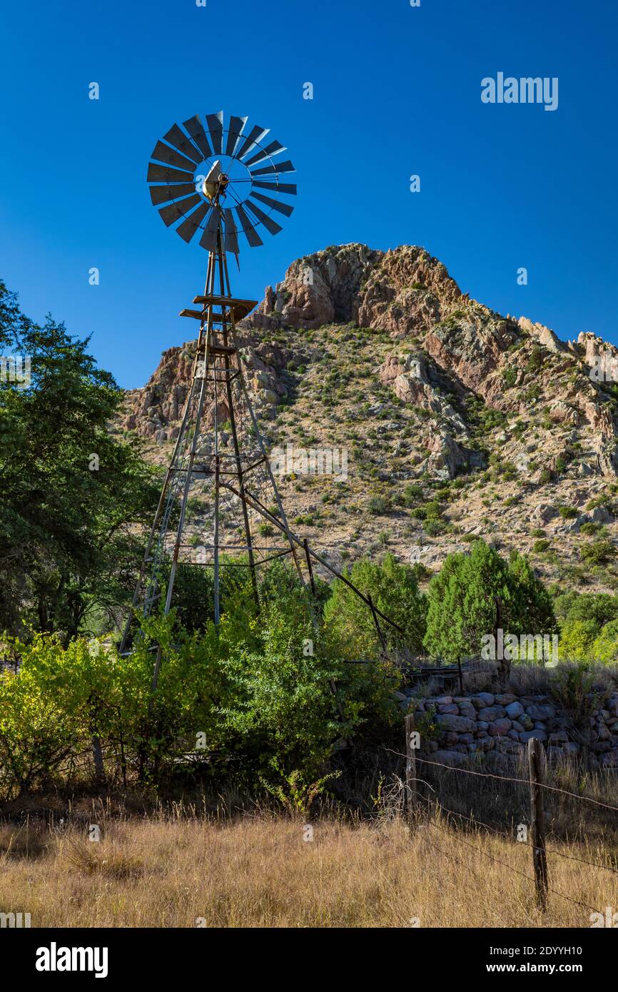 Windmill for pumping water from a well at Faraway Ranch in Chiricahua ...