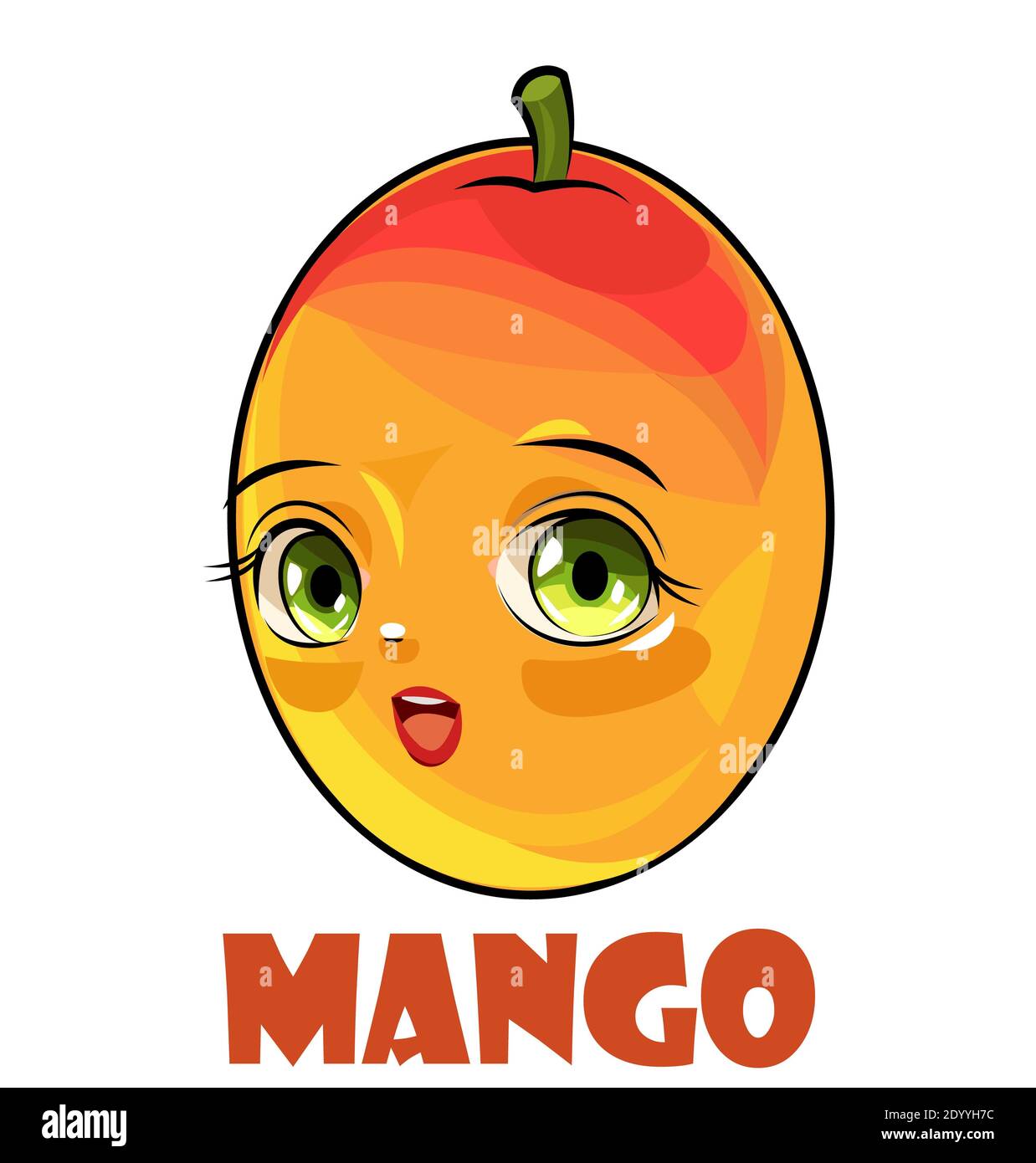 Mango fruits. Face. Inscription. The isolated object on a white ...