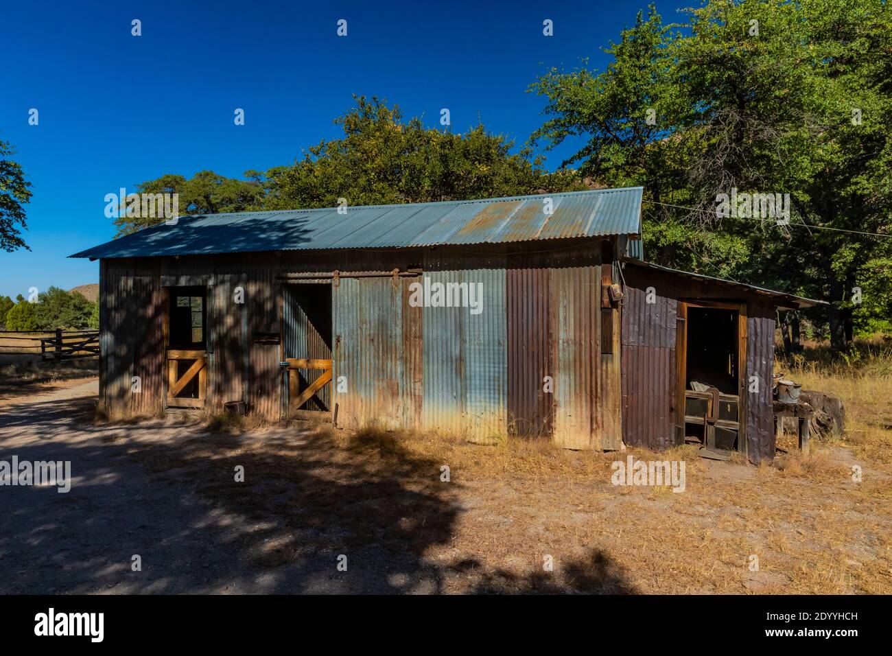 Corrugated metal barn at Faraway Ranch in Chiricahua National Monument ...