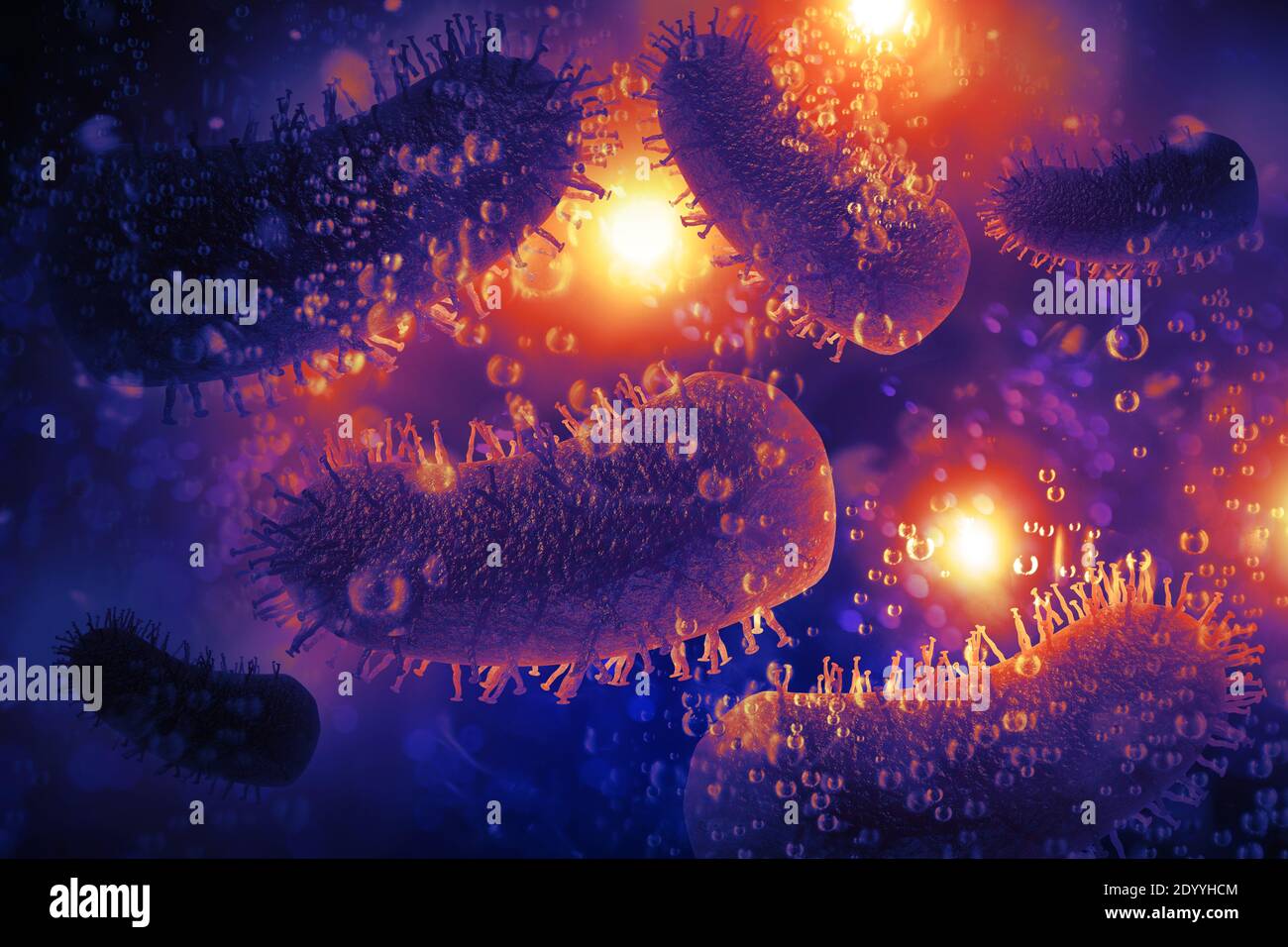 Pink rabies virus microscopic cells with pink background 3D ...